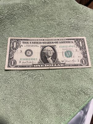 Fancy Serial Birthday Note 1981 $1 Dollar C10311992C October 31 1992 ...
