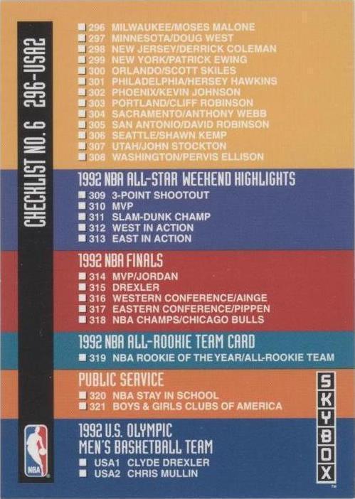 1992-93 Skybox - Checklist #327 for sale online | eBay