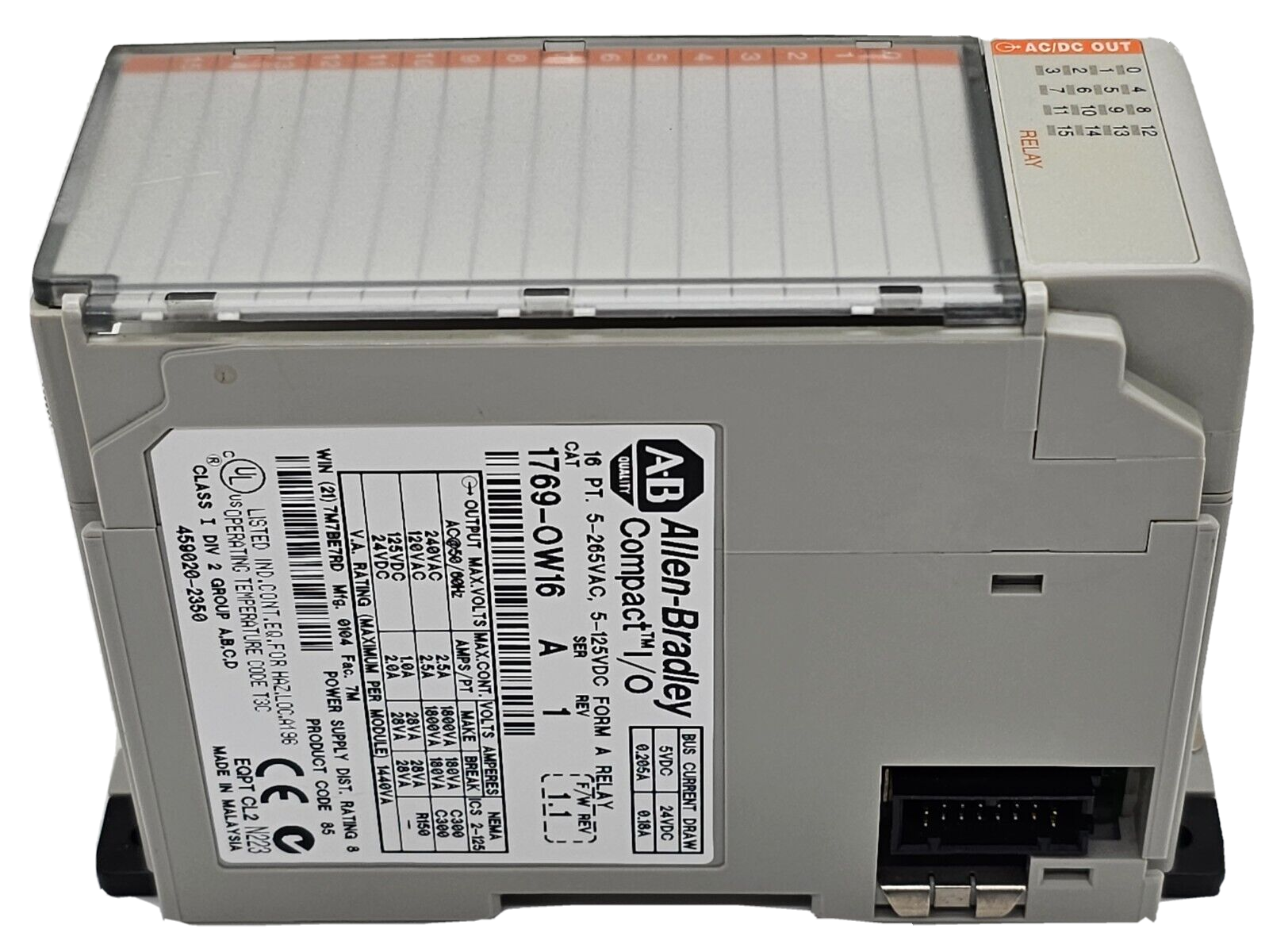Allen Bradley 1769-OW16 /A CompactLogix Compact I/O 16-PT Form A Relay ...