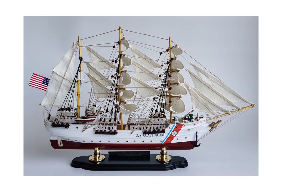 SAILINGSTORY Wooden Model Ship US Coast Guard Eagle Barque Ship Model ...