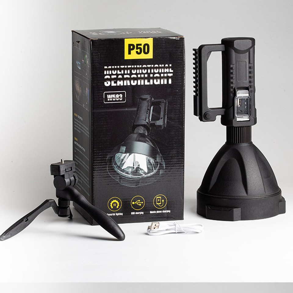 Super Bright LED Searchlight Portable Rechargeable Spotlight Handheld ...