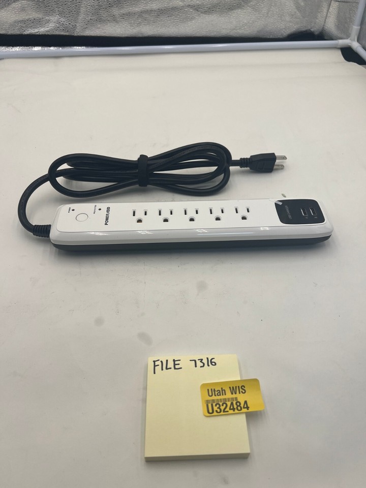 (QTY 1) POWERADD 5 Outlet Power Strip Surge Protector with USB ports ...