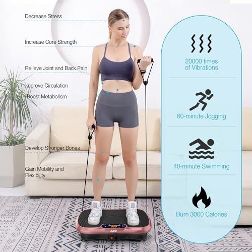 Vibration Plate Fitness Platform Exercise Machine Vibrating SLIM- PINK ...