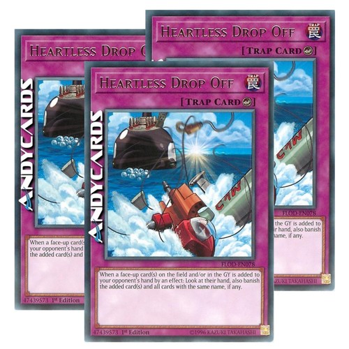 3x HEARTLESS DROP OFF (Ruthless Fall) • Rare • FLOD EN078 • Yugioh ...