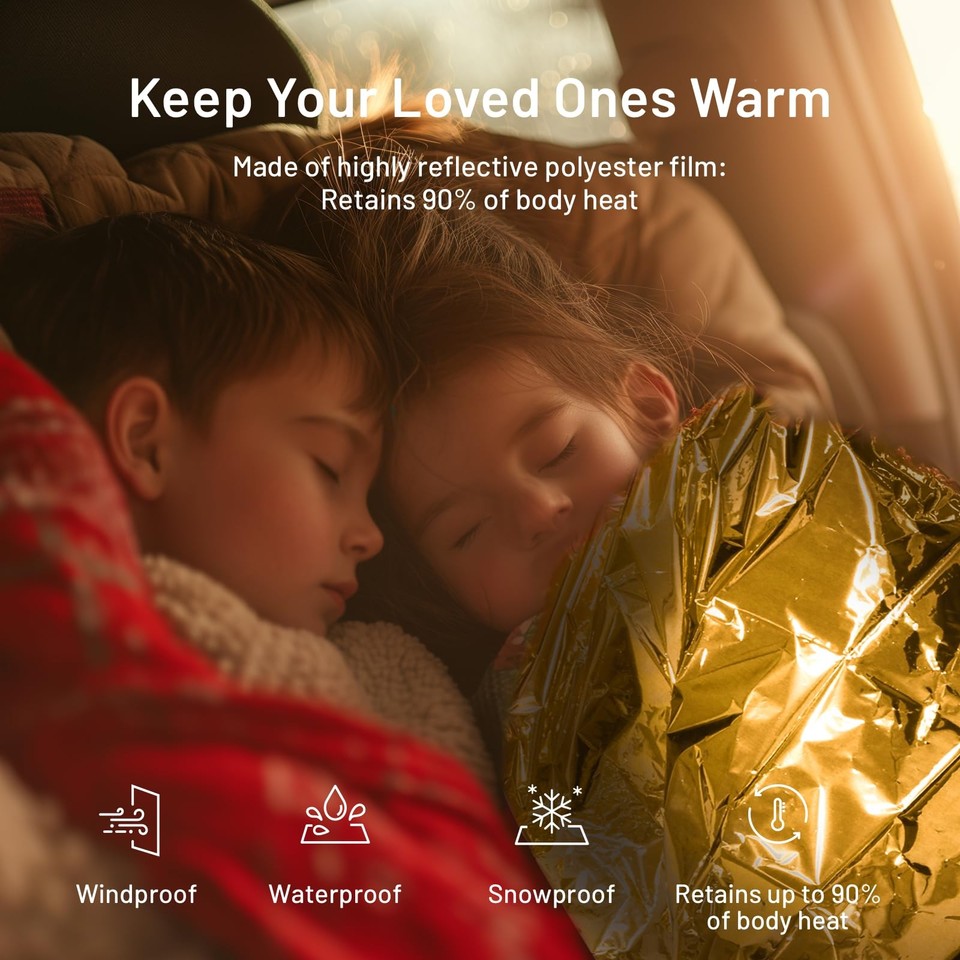 6 Pack Survival Emergency Blanket, Space Blanket Gold and Silver ...