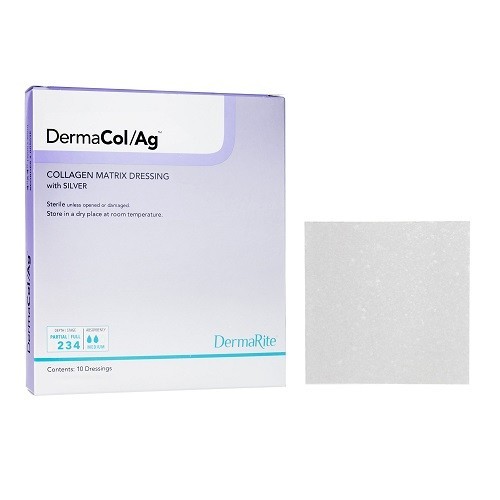 DermaCol Ag Collagen Matrix Wound Dressings with Silver 2" x 2", 10/bx ...