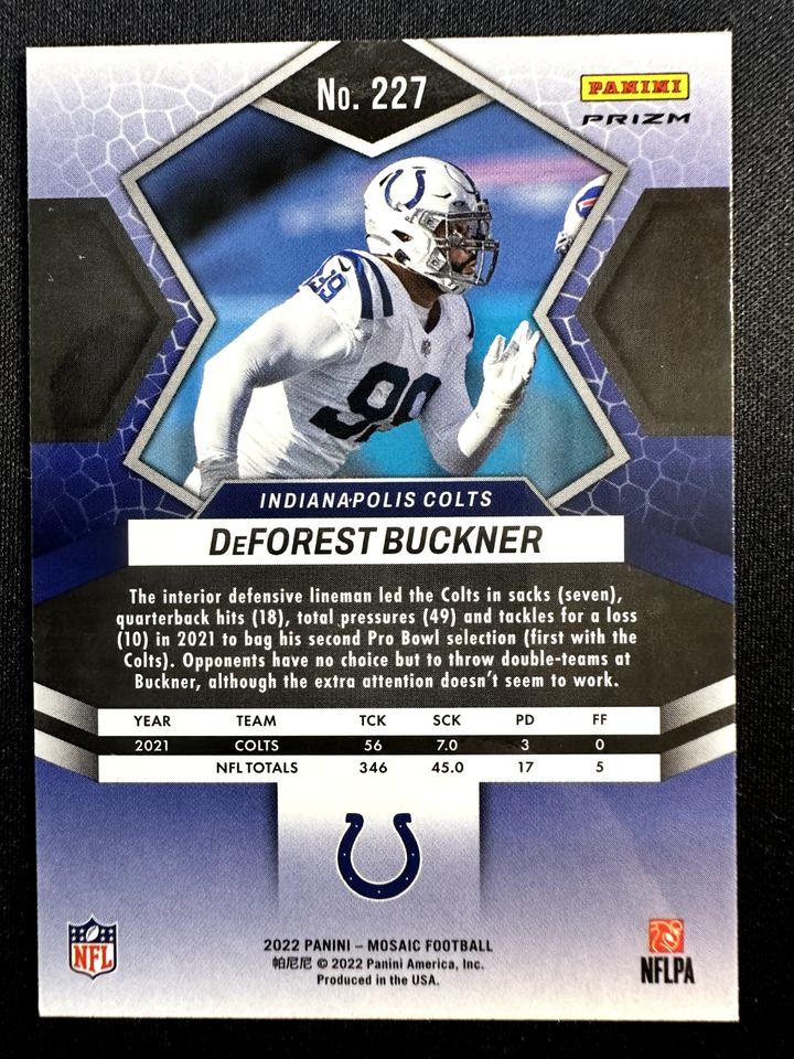 2022 Panini Mosaic DeForest Buckner Mosaic Pink Prizm #227 Indianapolis ...
