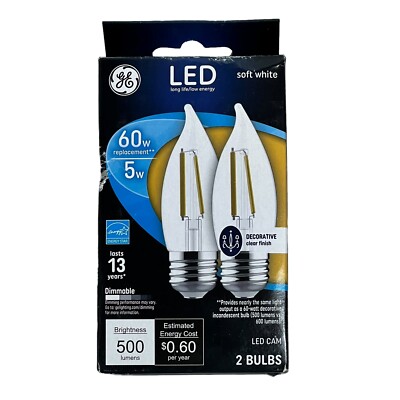 GE 93129343 Clear Soft Whit 120V 5W 500 lm. Indoor Decorative LED Light ...