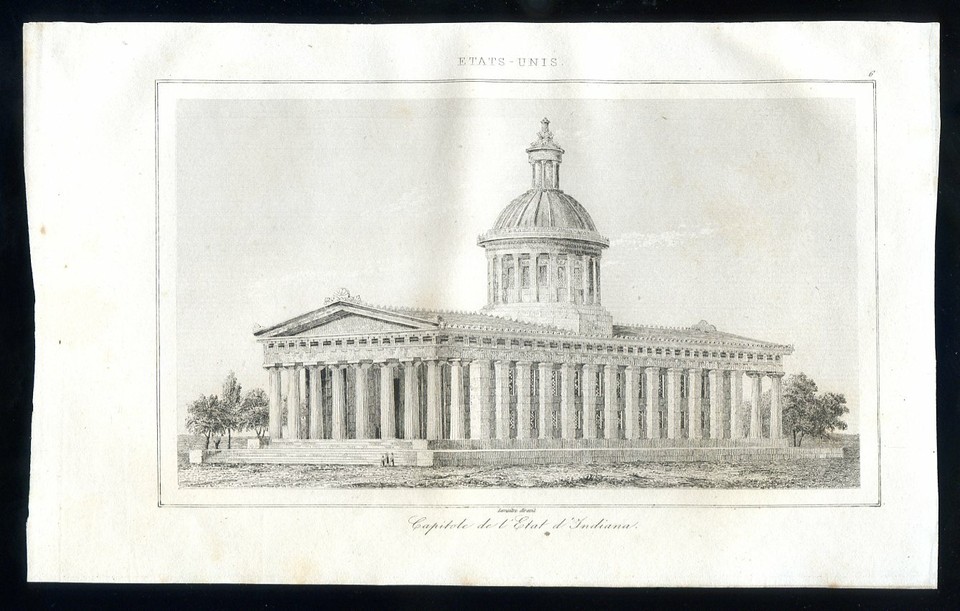 Indiana State Capitol...Antique engraving....1849 | eBay