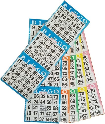 Bingo Paper Game Cards - 3 cards - 5 sheets Pink, Yellow, Blue, Orange ...