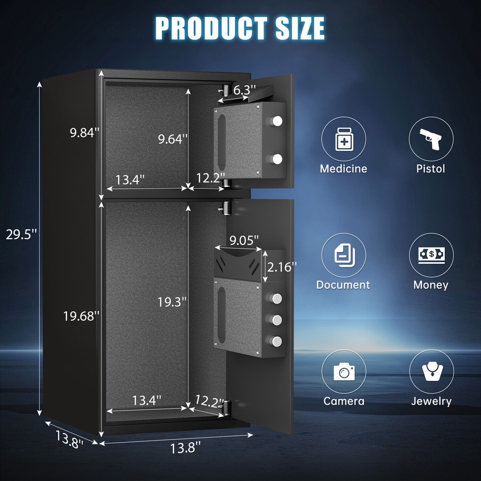 6.5 Cu ft Home Large Safe Box,Money Safe with Deposit Slot and Backlit ...