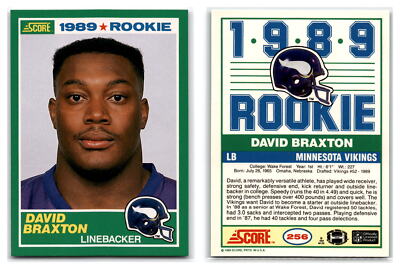 1989 Score Football #256 David Braxton - Minnesota Vikings RC | eBay