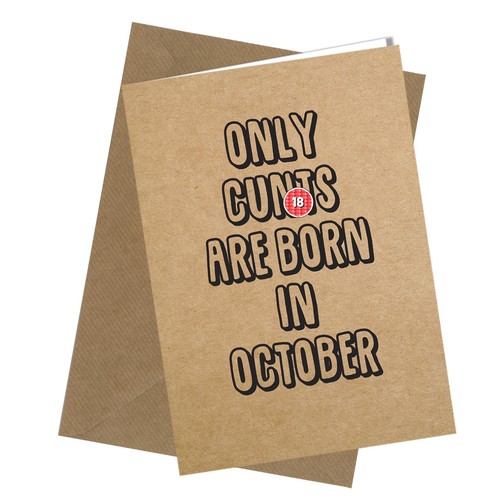 #319 October Birthday Card / Greetings Card / Comedy / Rude / Funny ...