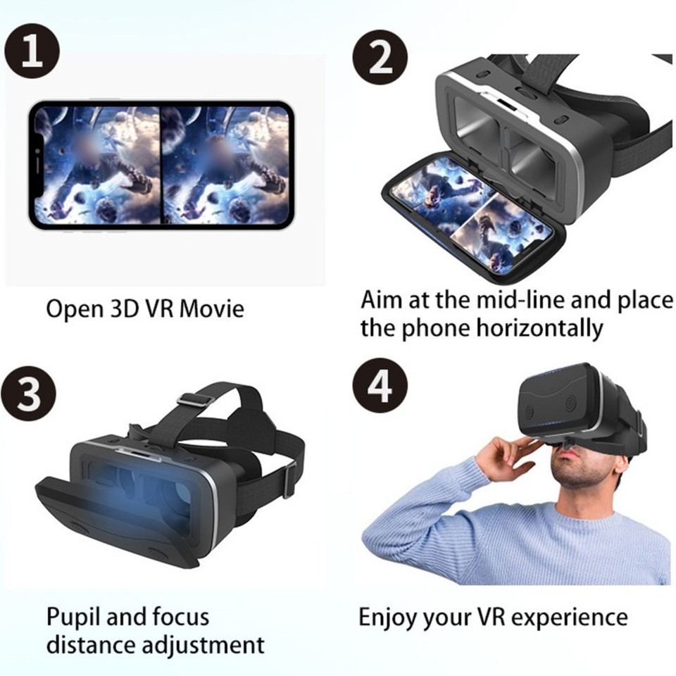 Phone VR Headset with Controller Suitable for 47 to 7 Inches Mobile ...