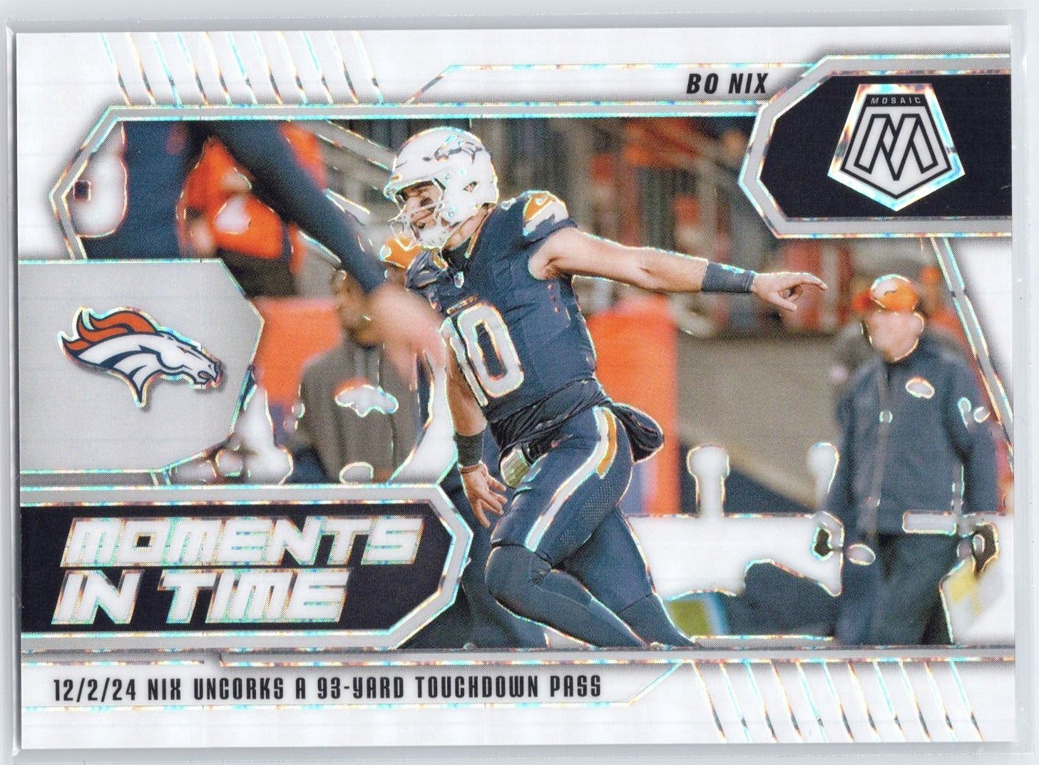 2025 Panini Mosaic - Moments in Time Bo Nix #20 White Mosaic Prizm /25 ...