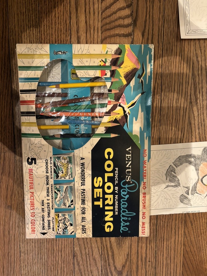 Vtg Venus Paradise Color by Number Set Wild Animals 12 pencils Complete ...