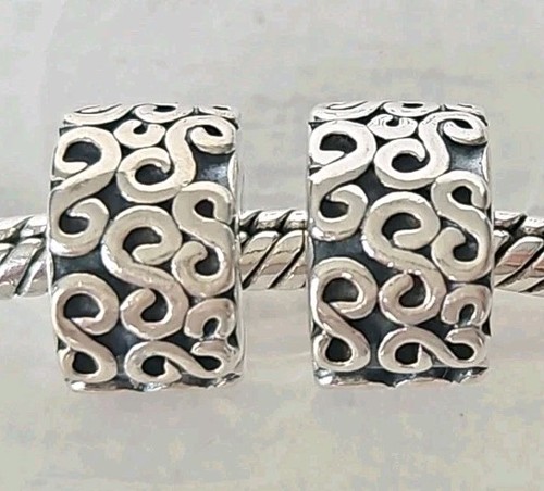 Genuine Pandora Bracelet Clip Charms - Silver Swirl Clips x2 925 ALE ...