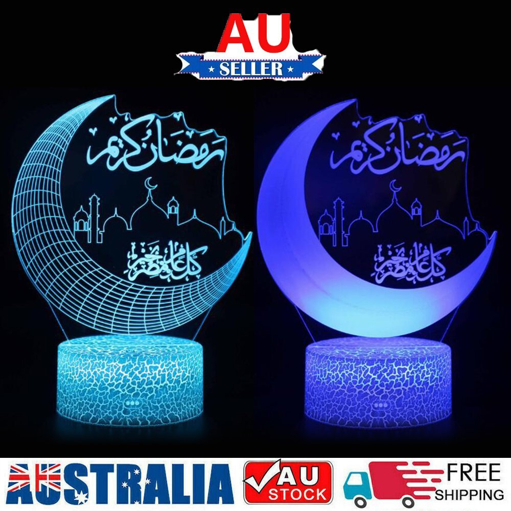 Ramadan LED Lights Desktop Moon Stars Remote Control Colorful Lamp ...