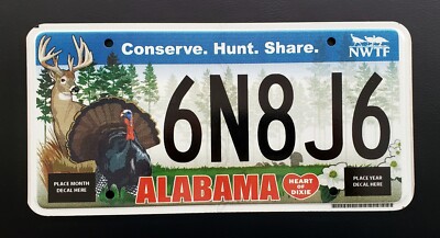 2017 AL Alabama CONSERVE WILDLIFE DEER Turkey Bird Trees License Plate ...