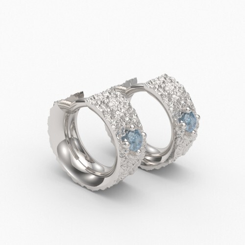 Handmade EARRING Congo Flutter Sky-blue Topaz, 925 Sterling Silver ...