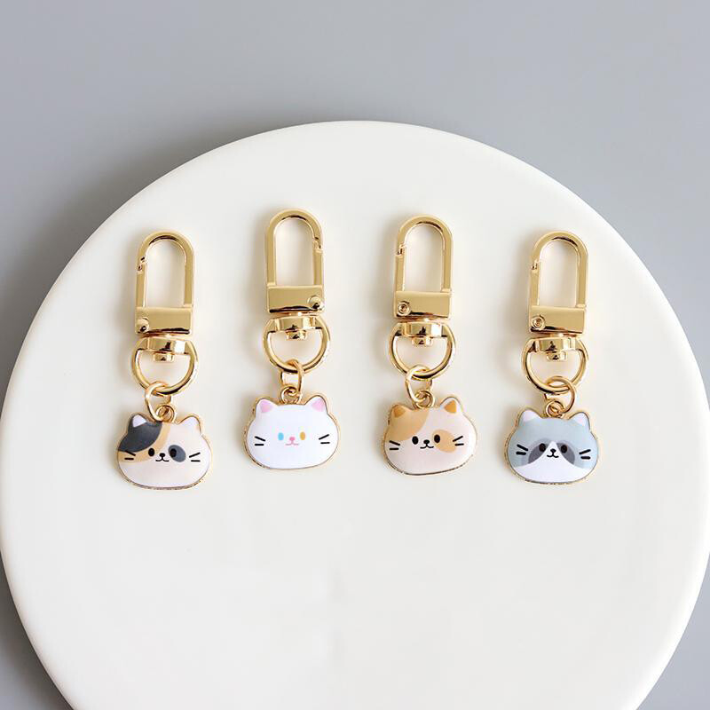 Cartoon Cute Cat Keychain Kawaii Animal Metal Charms Key Holder Bag ...