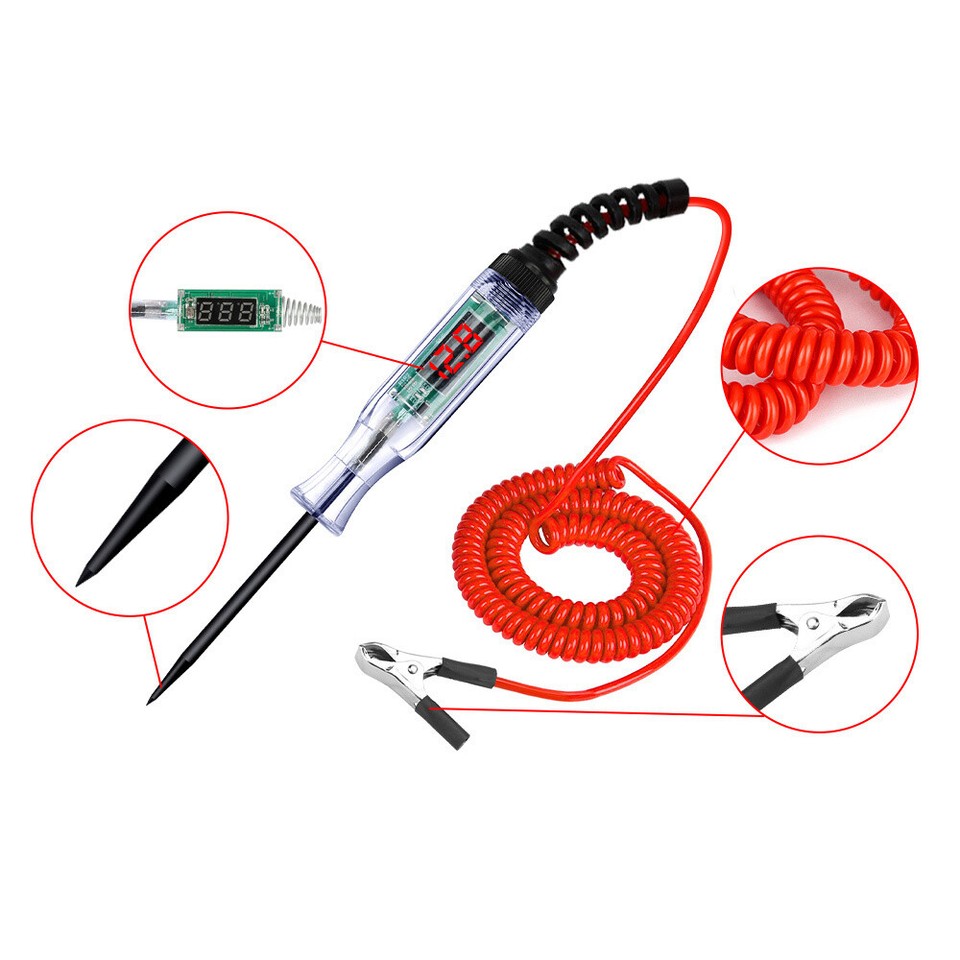 12V Circuit Tester Probe 3-48v Electric Car Fuse Test Light Voltage Pen ...