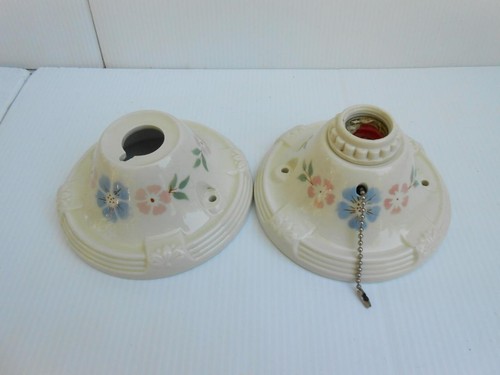 VTG 2 Porcelain Pull Chain Ceiling Lamp Holder Medium Base Bulb Socket ...