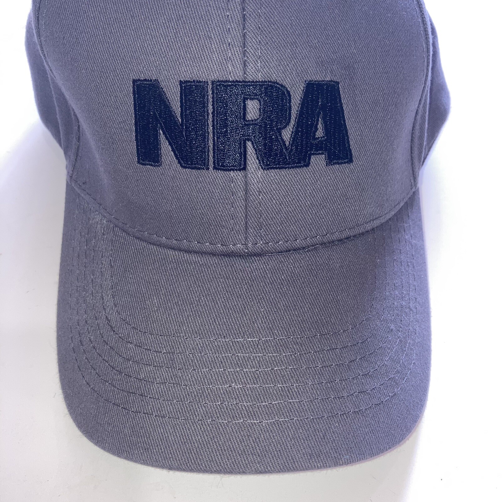 NRA Hat Cap Gray w/ Black Embroidered Adjustable One size fits All | eBay