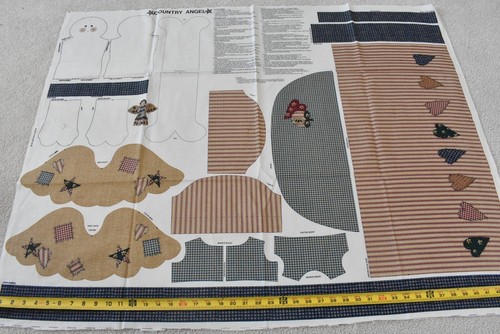 35" x 44", Vintage, Navy Burgundy Tan "Country Angel" Craft Panel ...