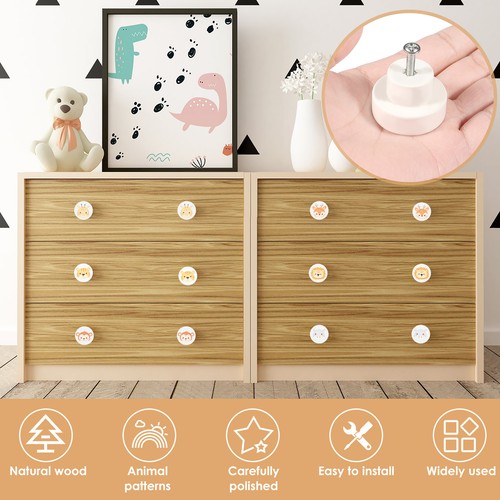 12 Pcs Wood Cabinet Knobs Cute Drawer Knobs with Screws Decorative ...