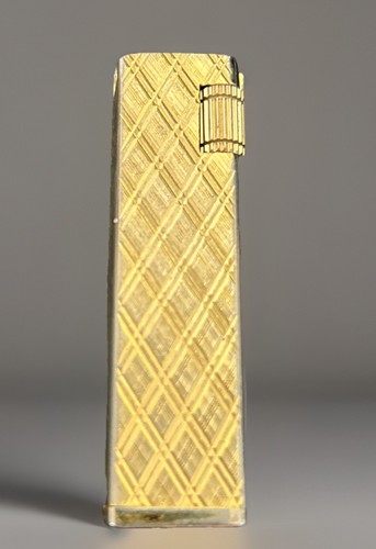 Vintage Gold Tone JJJ Korea Lighter with Diamond Pattern Collectible AS ...