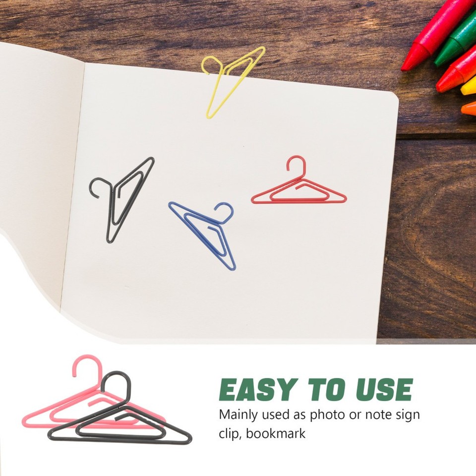 50 Pcs Creative Mini Clothes Hanger Paper Clips Metal Bookmark Paper ...