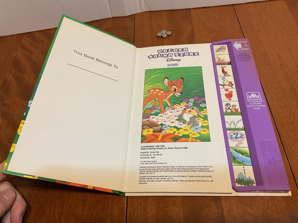 Golden Sight ‘N’ Sound Story Disney BAMBI Electronic Storybook 1991 ...