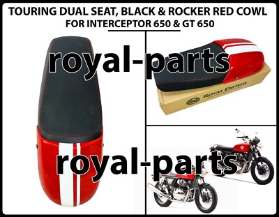 TOURING DUAL SEAT BLACK & ROCKER RED COWL FIT FOR ROYAL ENFIELD INT ...