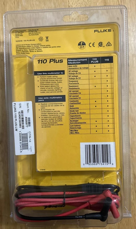 Fluke 110 Plus Essential Multimeter True RMS Multimeter - 772343 ...