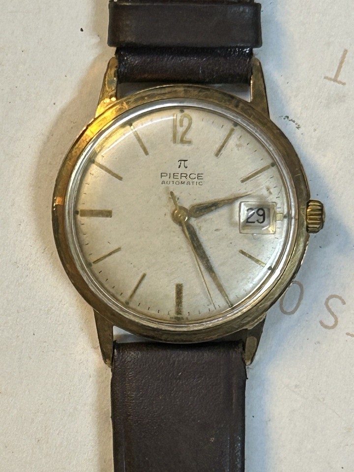 Pierce Automatic 17 Jewels Date Function Rare Swiss Made Men's Wrist ...