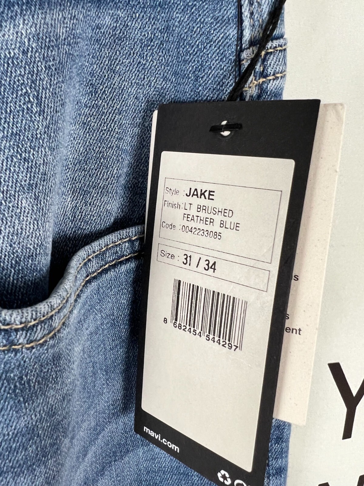 $148 NEW Mavi Jeans JAKE Slim Leg Stretch Light Brushed Feather Blue Sz ...