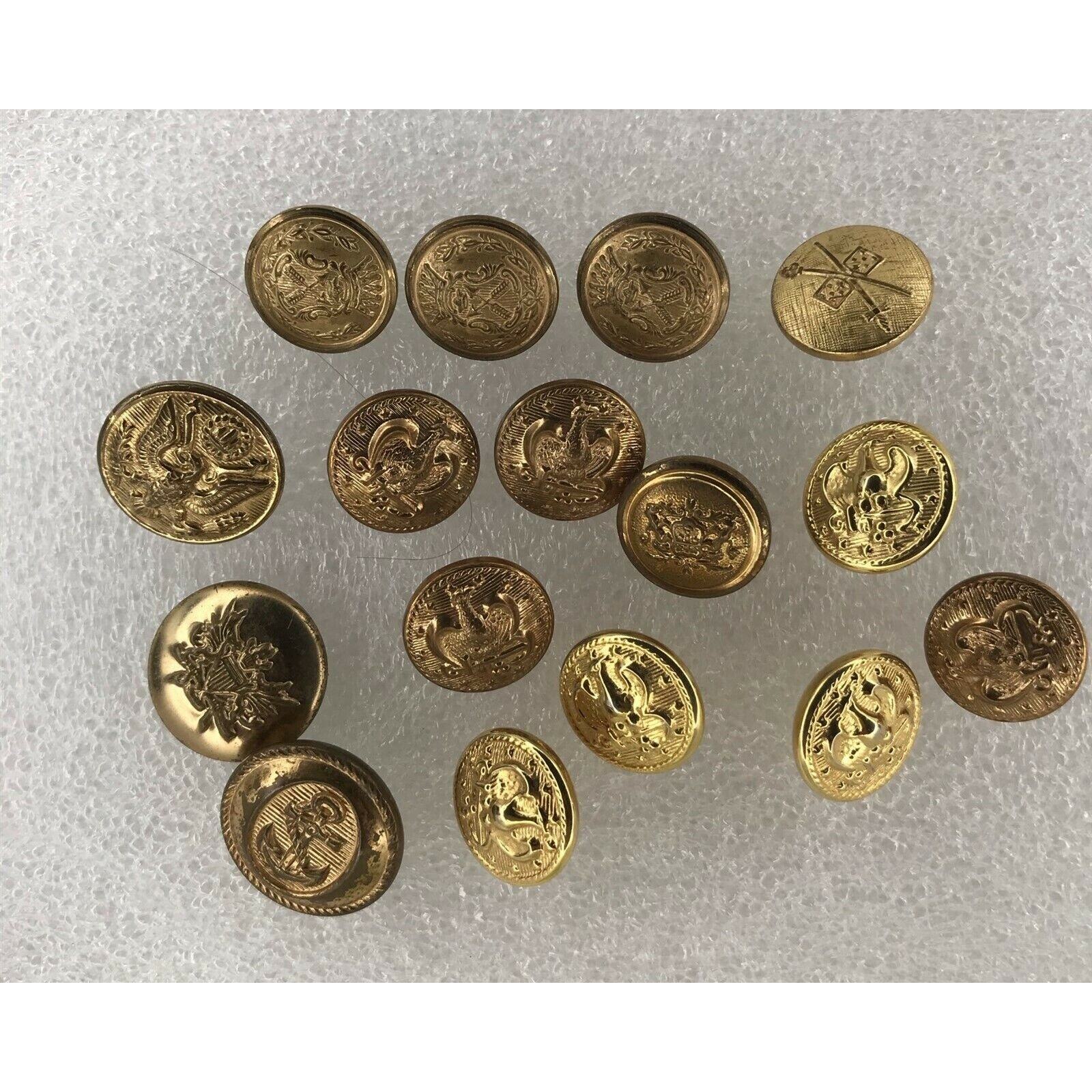 Lot of 16 Vintage Brass Military Eagle Anchor Uniform Buttons 2V1-54 | eBay