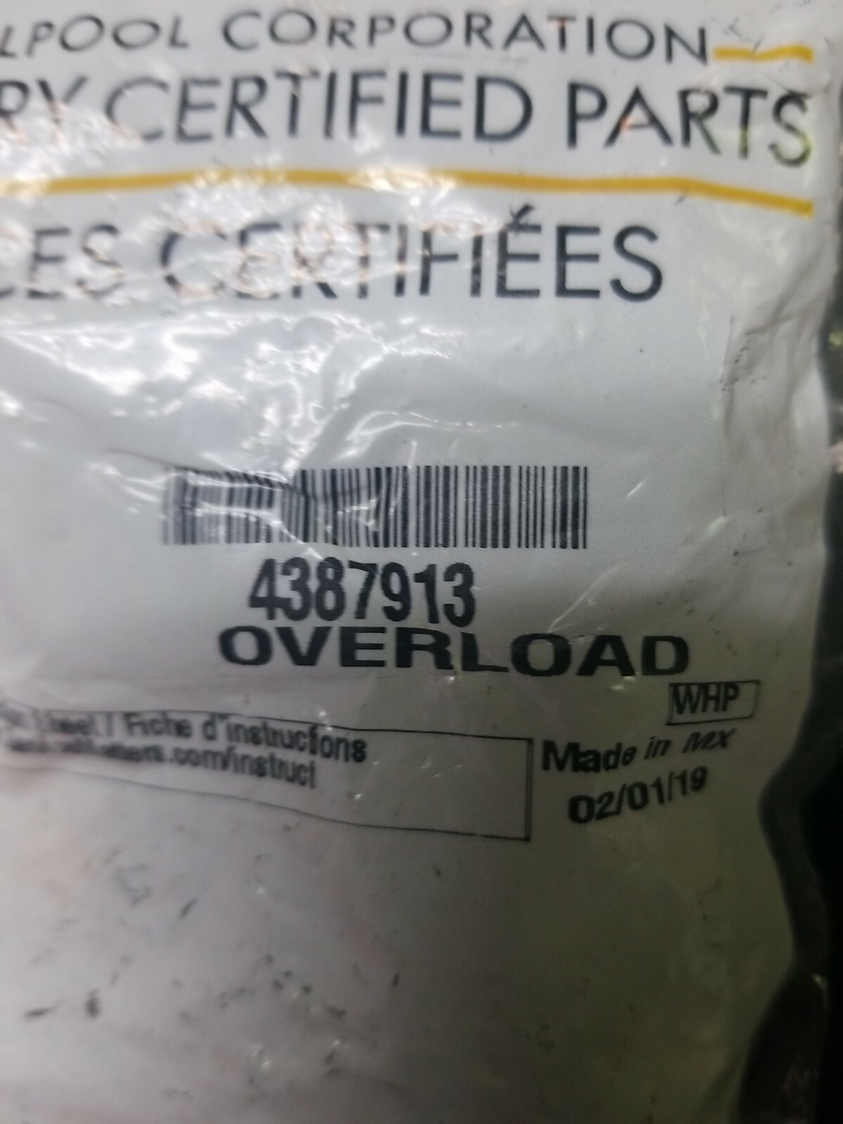 4387913 WHIRLPOOL OEM OVER LOAD AND START RELAY | eBay