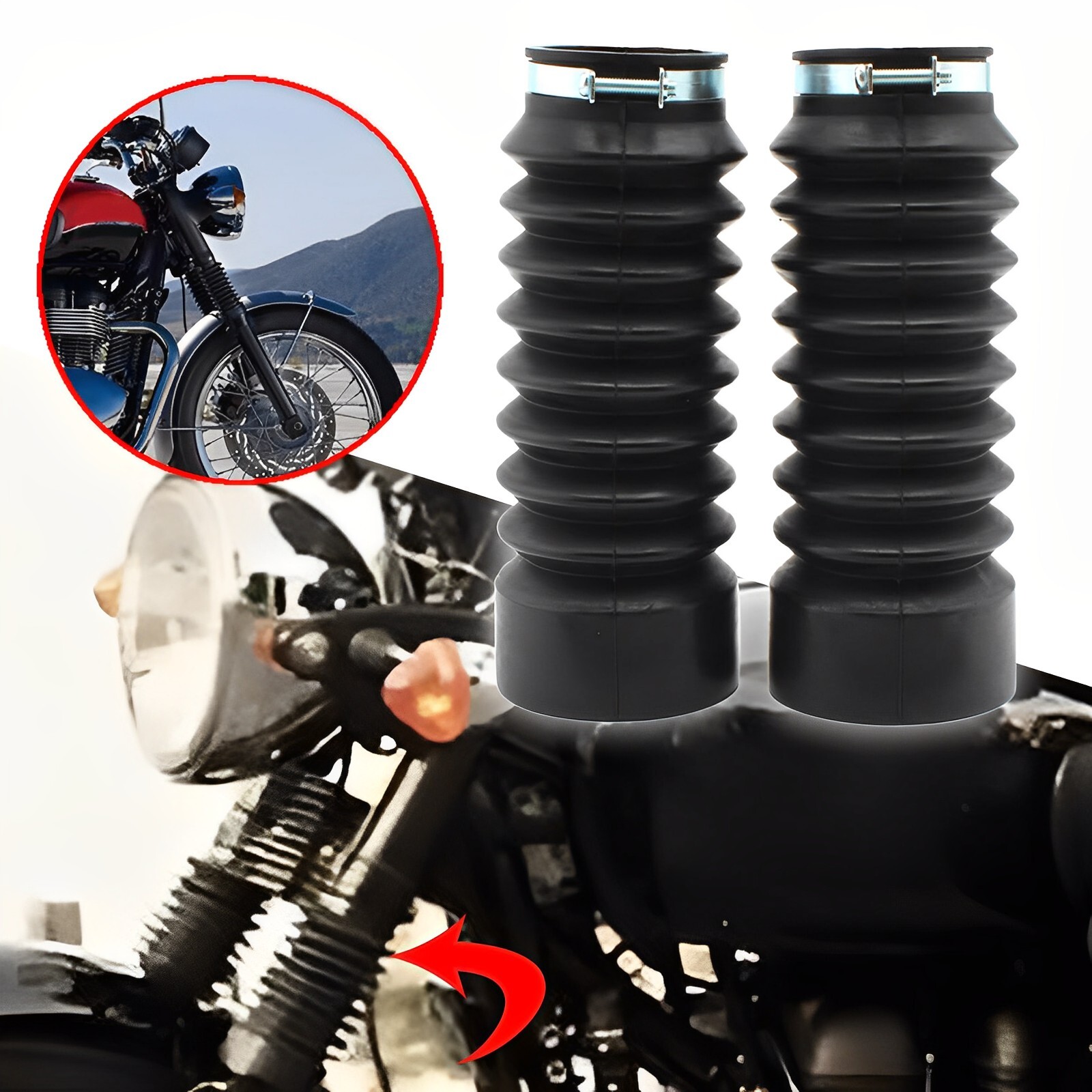 Rubber Fork Dust Cover Front Gaiters Boots For Triumph T100 Hinkley ...