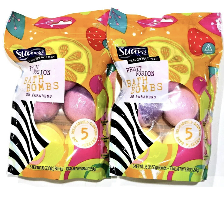 X2 NEW Suave Flavor Factory Fruit Fusion SCENTED Bath Bombs No Parabens ...