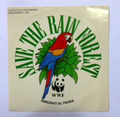 VECCHIO ADESIVO / Old Sticker 1994 WWF PANDA PAPPAGALLO PARROT (cm 10 ...