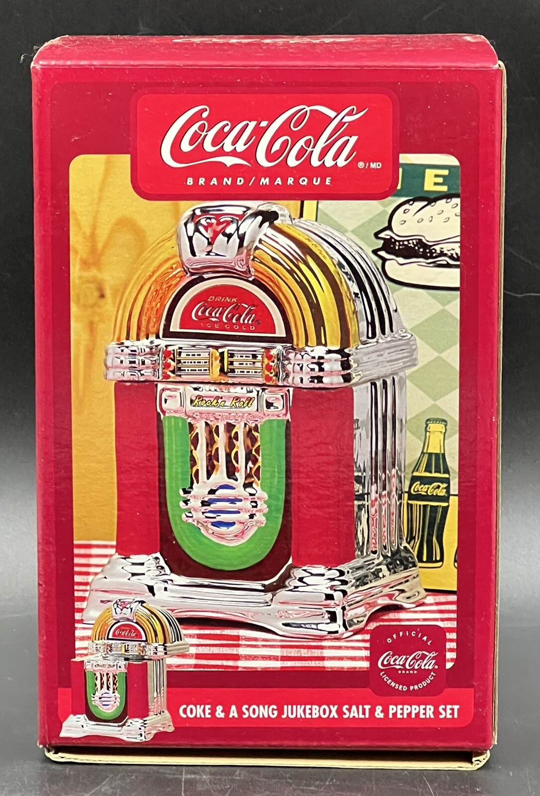 NEW IN BOX Vintage Coca Cola Ceramic Jukebox Salt & Pepper Shaker Set ...