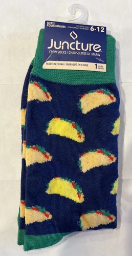 Juncture Mens 6-12 Taco Socks Crew 1 Pair Novelty Blue Green Shell ...