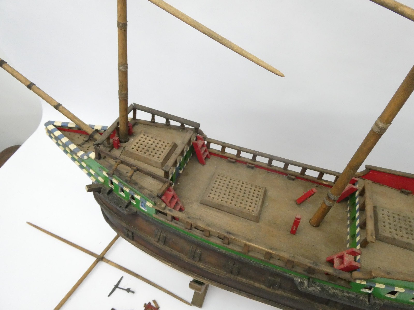 Old Wood Heavy Model Handmade Ship Solid Pond Sailor with Stand Vintage ...