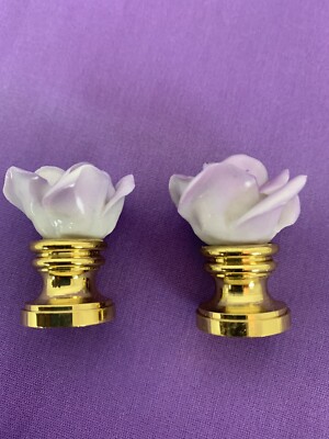 Pair Of Japanese Ceramic Rose 2 Inch Lamp Finials With Gold Base | eBay