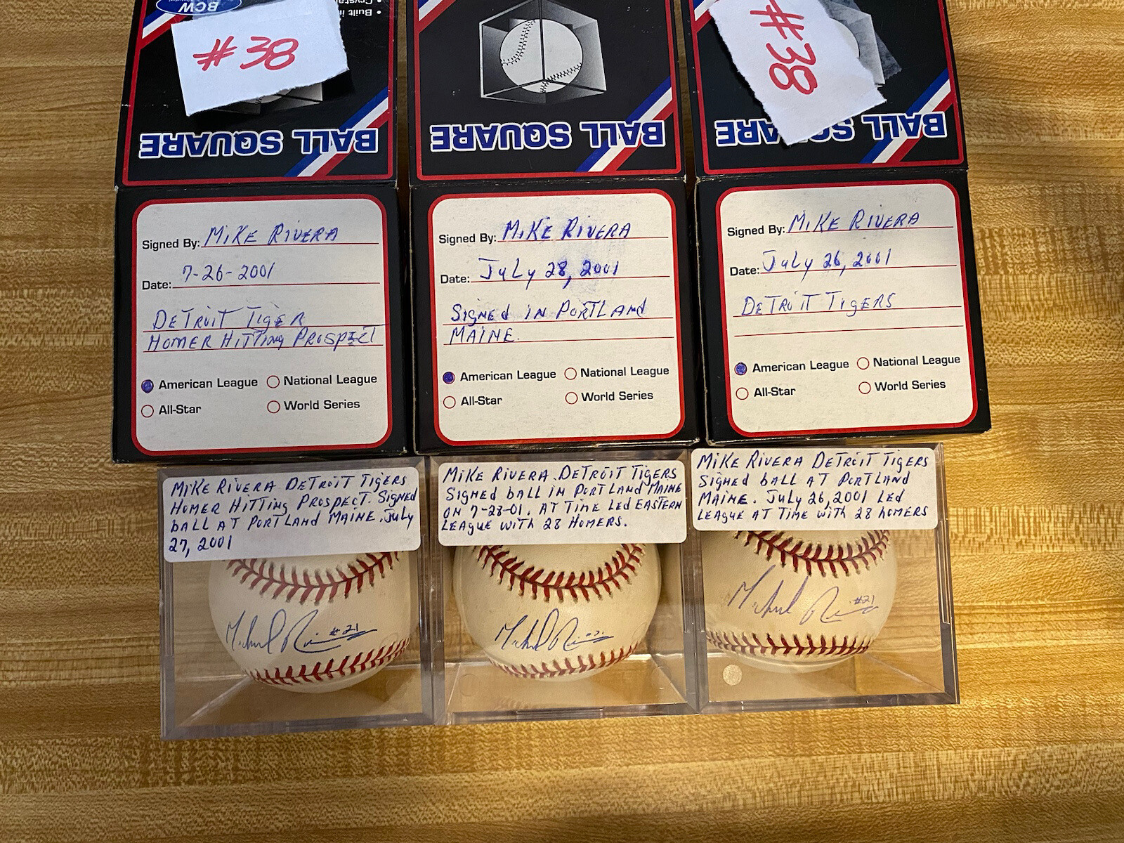 MIKE RIVERA DETROIT TIGERS - 3 AUTOGRAPHED BASEBALLS #38 | eBay