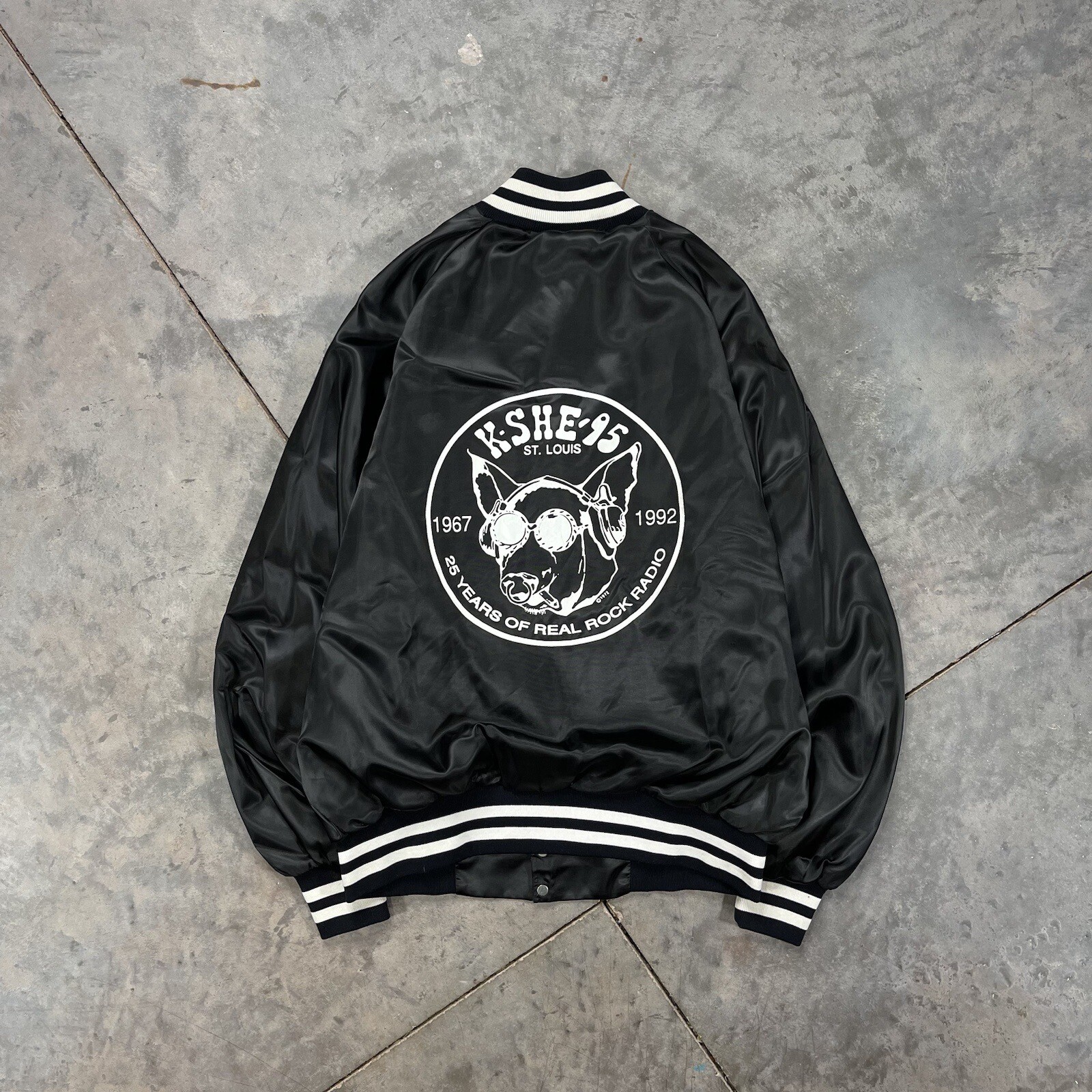 Vintage Blind Pig Records Satin Bomber Jacket Black L… - Gem
