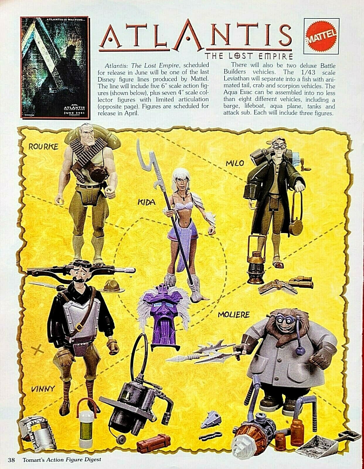 ATLANTIS THE LOST EMPIRE Action Figures ROURKE KIDA MILO VINNY= TRADE ...