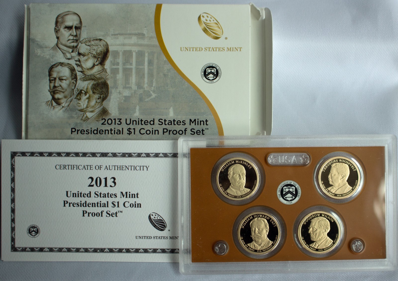 2013 Proof Presidential $1 Coin Set US Mint 4 Golden Dollar Presidents ...